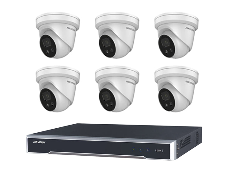 DIY Hikvision 6MP AcuSense Turret Kit [6x6MP Turret (DS-2CD2366G2-I) + — DIY Security Cameras